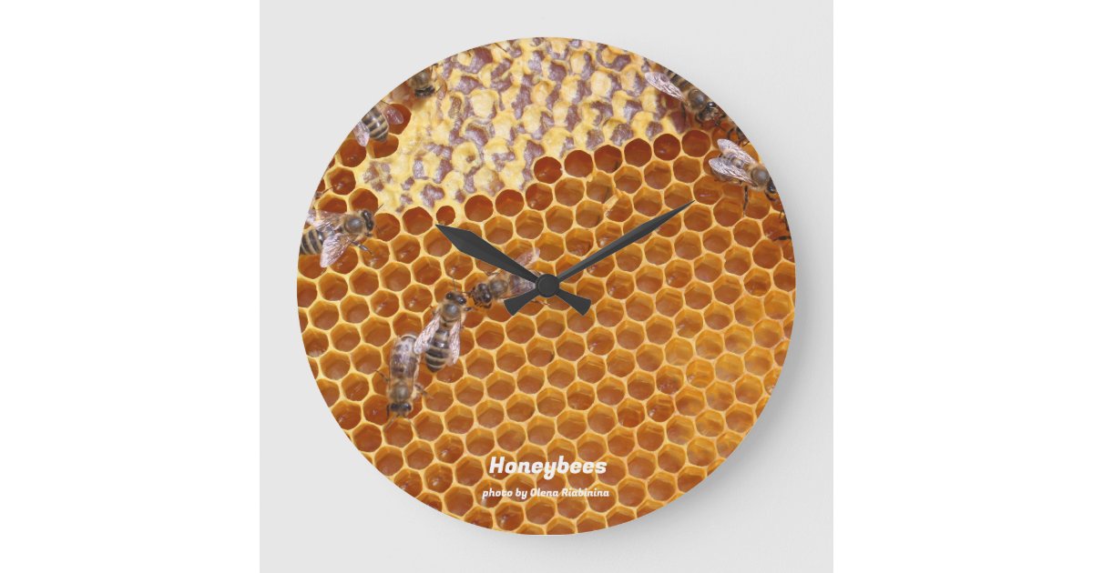 Honeybees in the hive large clock | Zazzle