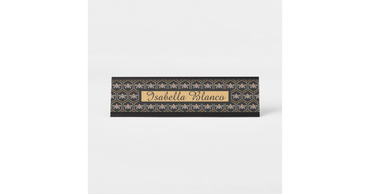 Honeycomb And Bees Desk Name Plate | Zazzle
