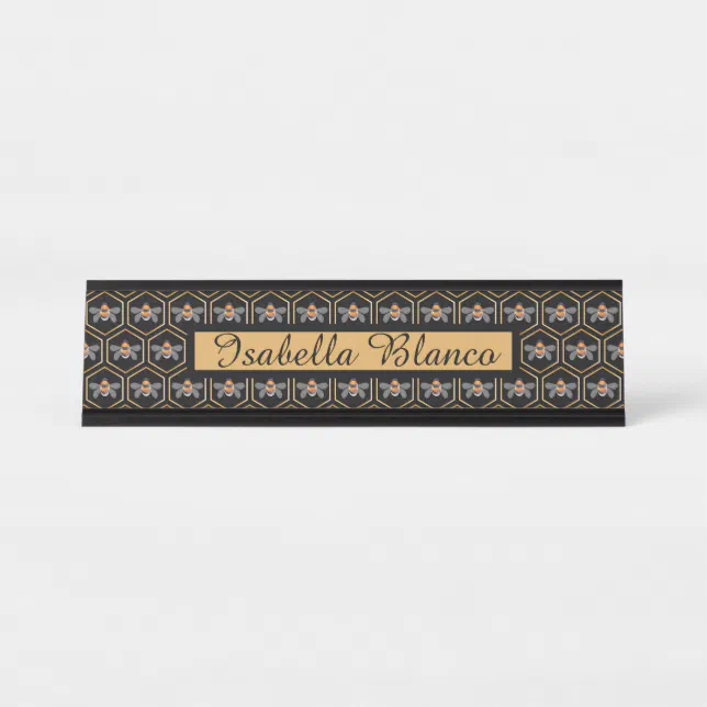 Honeycomb And Bees Desk Name Plate | Zazzle