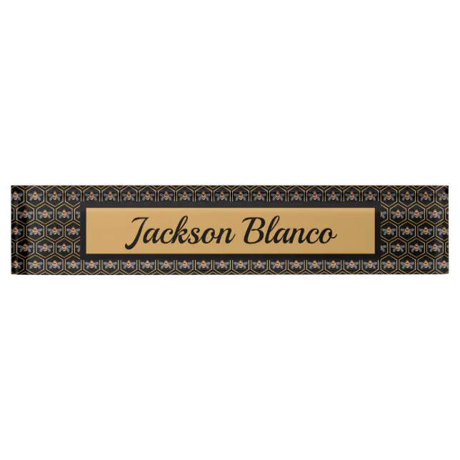 Honeycomb And Bees Desk Name Plate | Zazzle