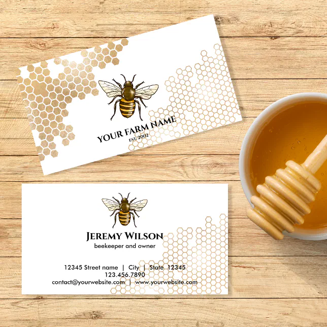 Honeycomb Bee Farm Beekeeper Apiarist Honeybees Business Card | Zazzle