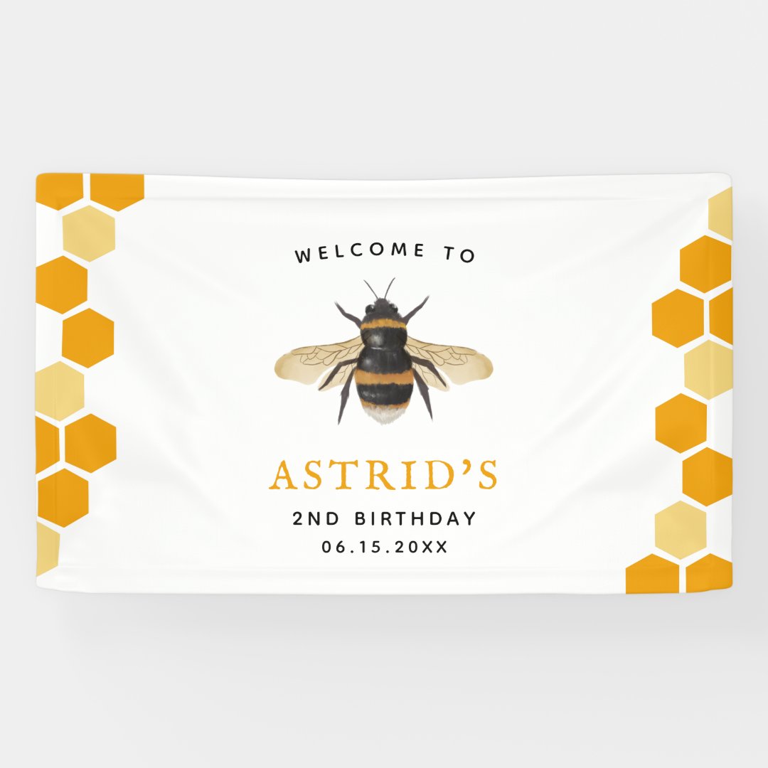 Honeycomb Bee Theme Birthday Party Welcome Banner | Zazzle