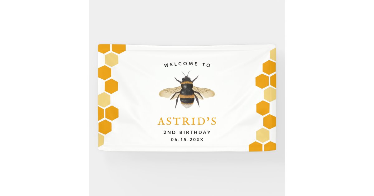 Honeycomb Bee Theme Birthday Party Welcome Banner | Zazzle
