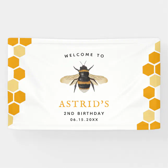 Honeycomb Bee Theme Birthday Party Welcome Banner | Zazzle