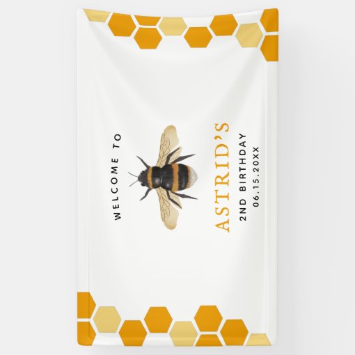 Honeycomb Bee Theme Birthday Party Welcome Banner | Zazzle