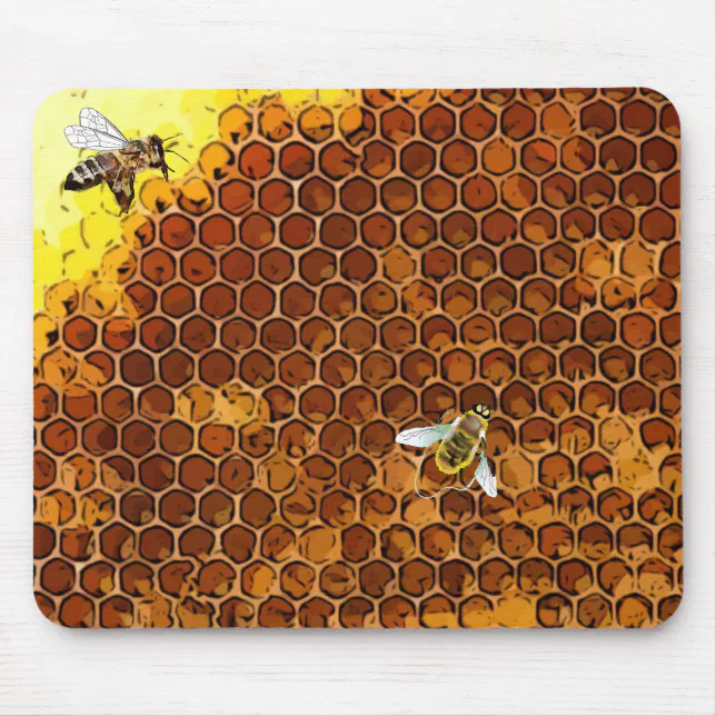 Honeycomb Beehive Honey Bee Mouse Pad | Zazzle