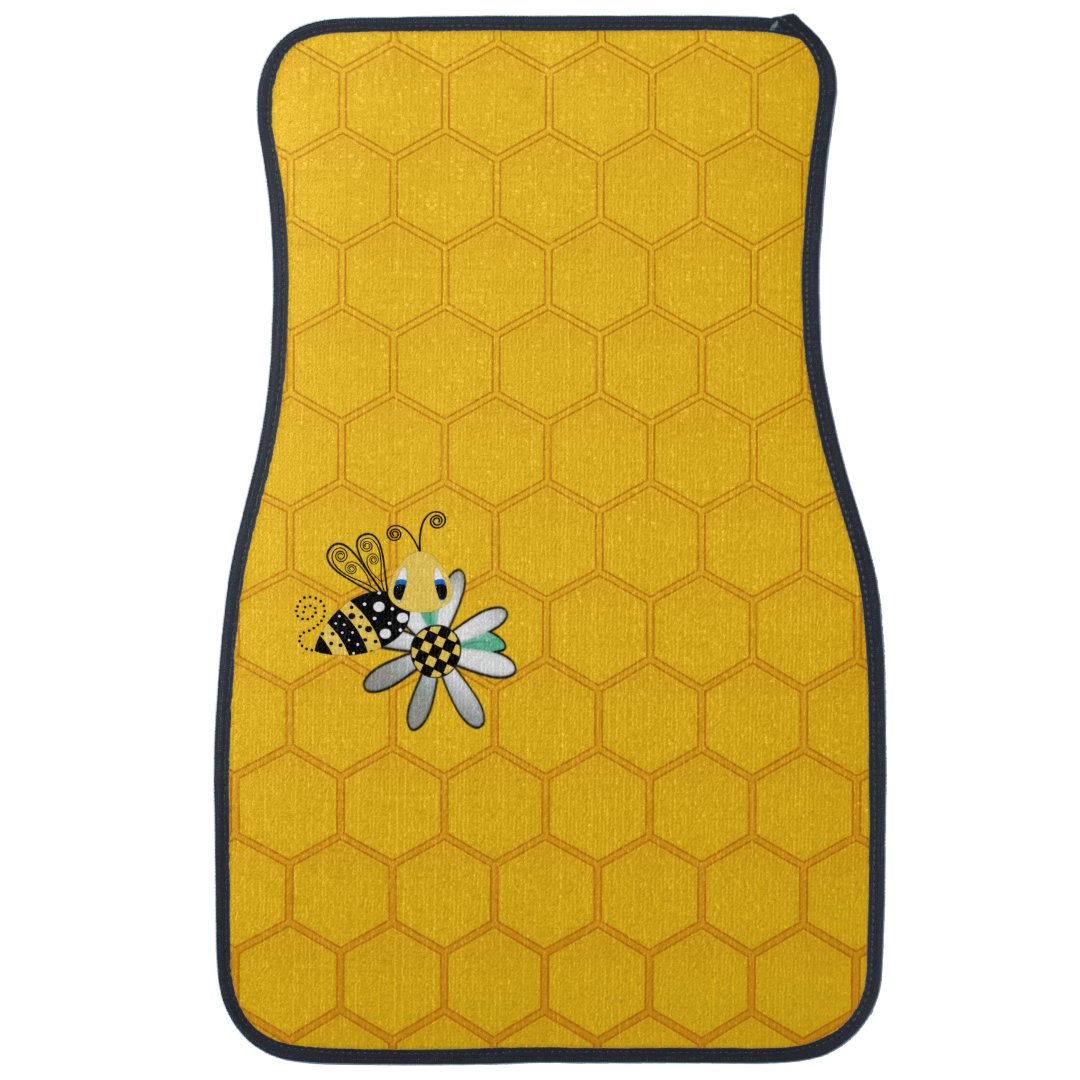 Honeycomb Bumblebee and Daisy Car Floor Mat | Zazzle
