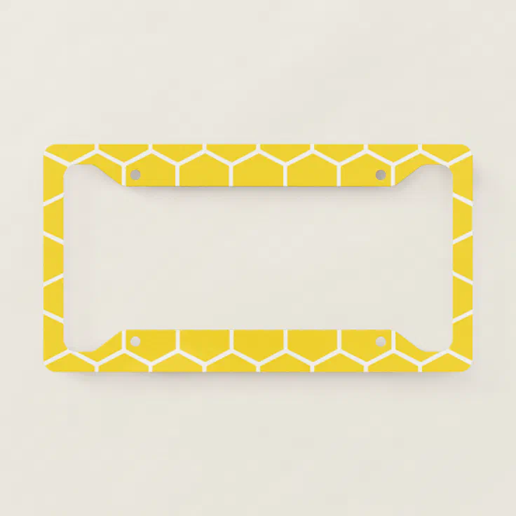 Honeycomb Geometric White Lines Bumblebee License Plate Frame | Zazzle