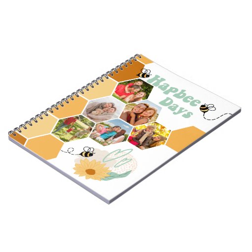 Honeycomb Photo Collage Cute Bumble Bee Notebook | Zazzle