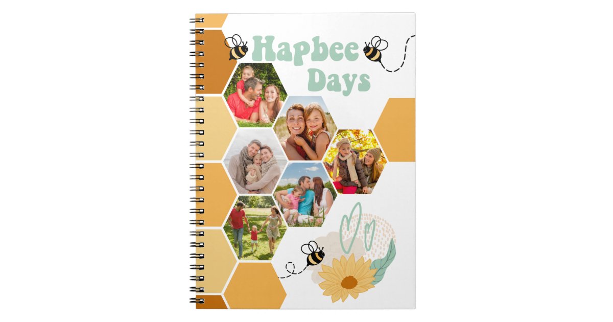 Honeycomb Photo Collage Cute Bumble Bee Notebook | Zazzle