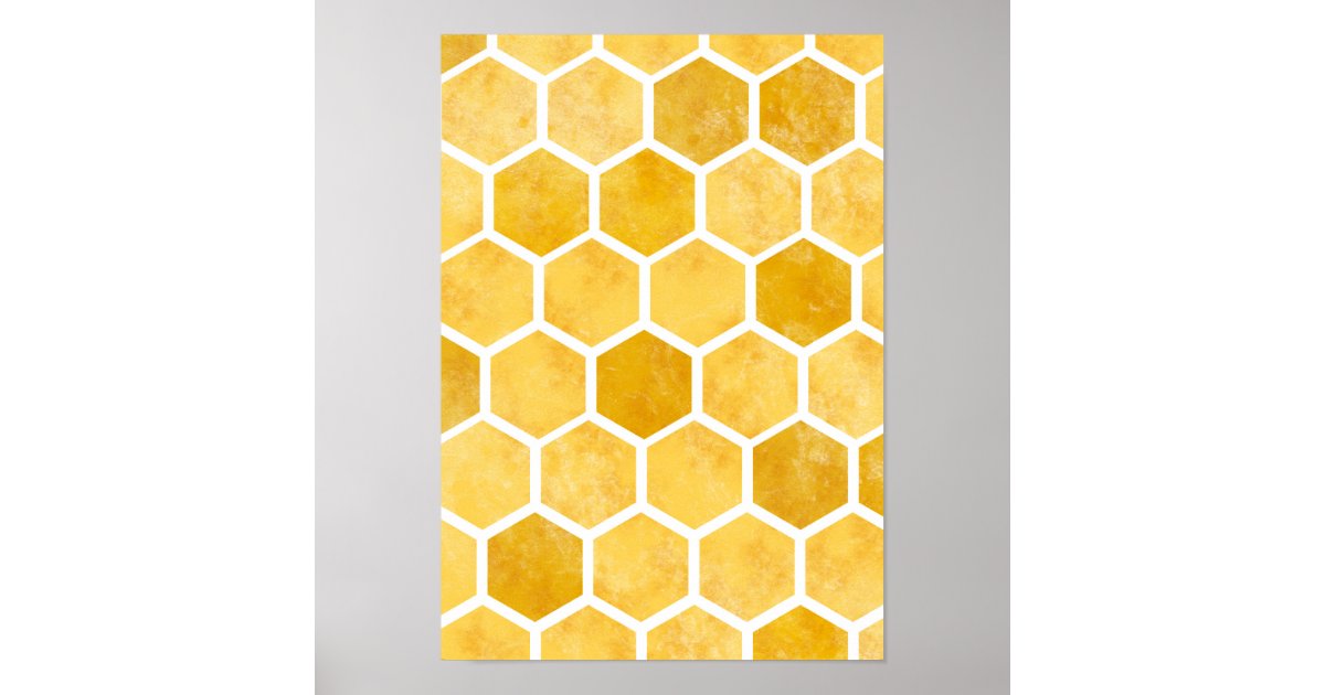 Honeycomb yellow bee art poster | Zazzle