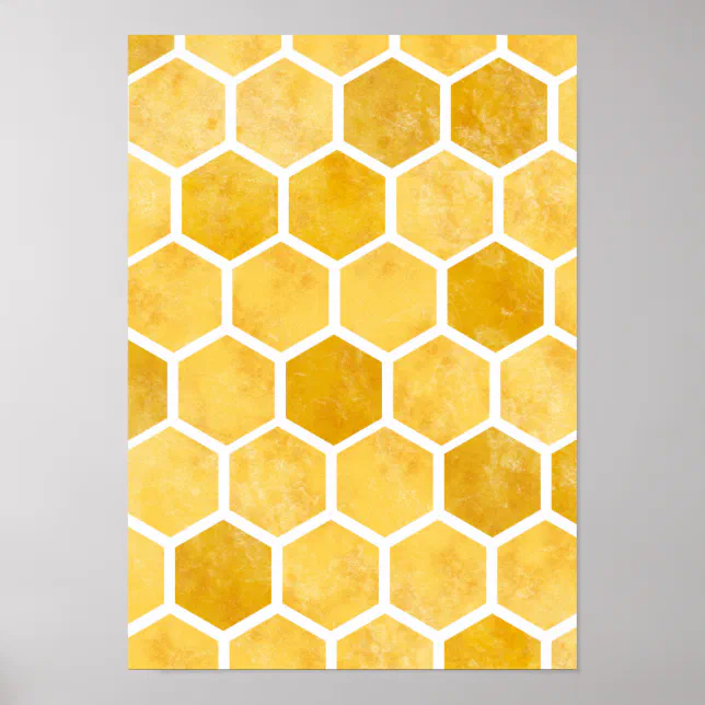 Honeycomb yellow bee art poster | Zazzle