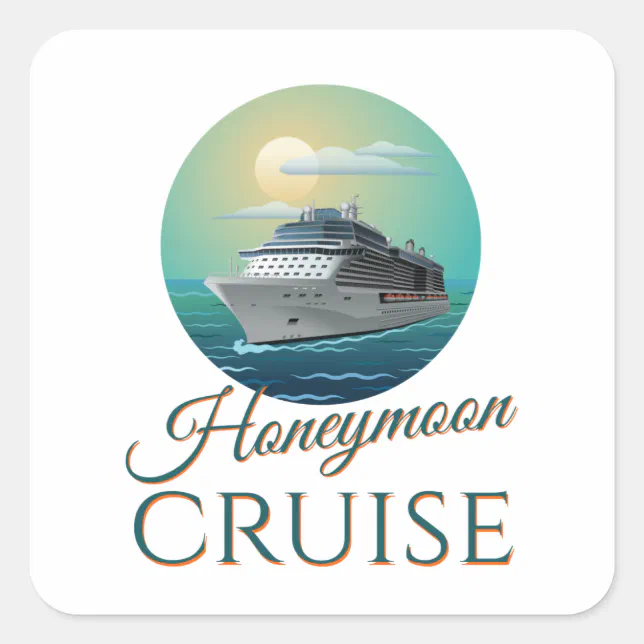 Honeymoon Cruise Newlywed Just Married Couples Square Sticker | Zazzle