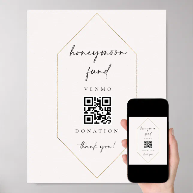 Honeymoon Fund Donation Scan Sign Cash Gift C100 | Zazzle