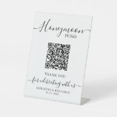 Honeymoon Fund Elegant Calligraphy QR Code Wedding Pedestal Sign | Zazzle