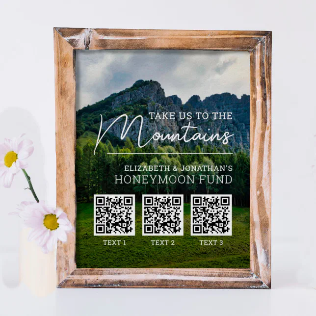 Honeymoon fund modern cash qr code poster | Zazzle