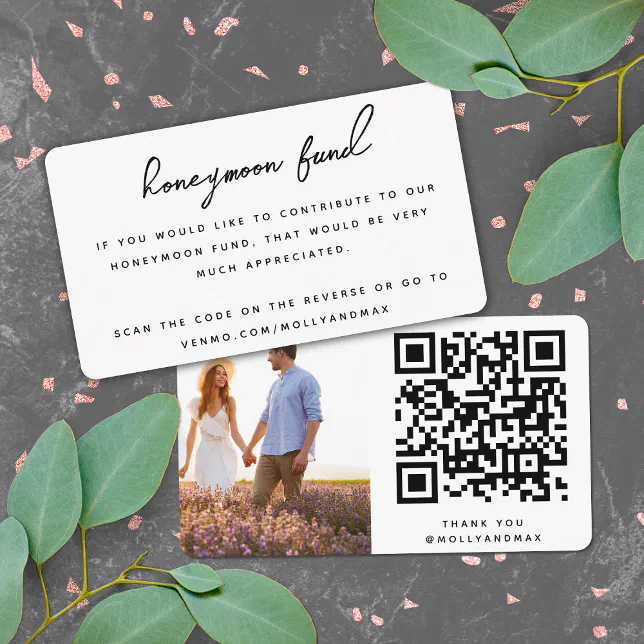 Honeymoon Fund QR Code Digital Wedding Registry Enclosure Card | Zazzle