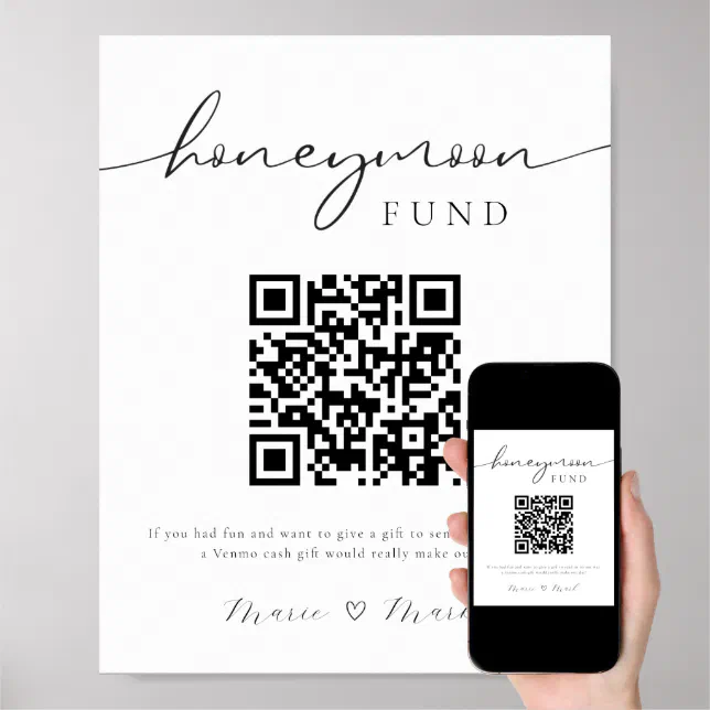 Honeymoon Fund QR Code Sign | Zazzle