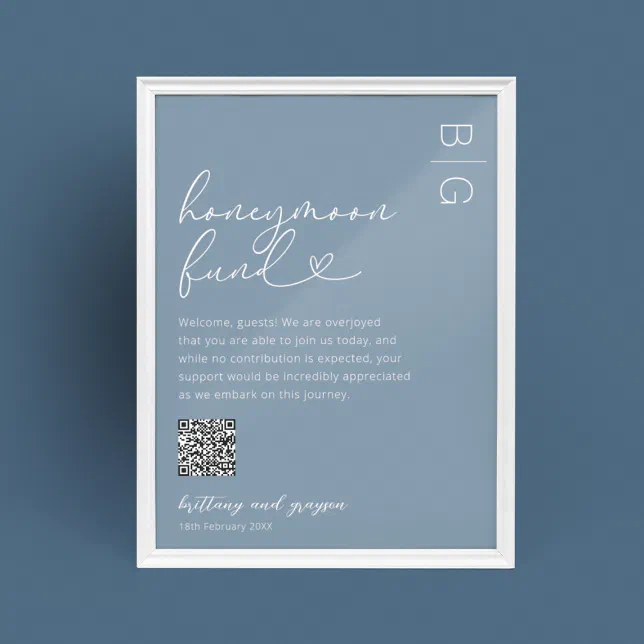 Honeymoon Fund QR Code Wedding Poster | Zazzle