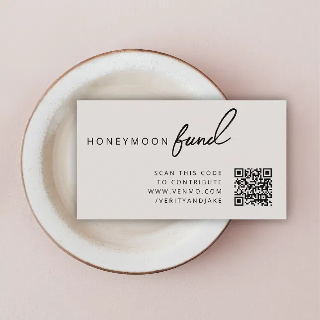 Honeymoon Fund QR Code Wedding Registry Neutral Enclosure Card | Zazzle