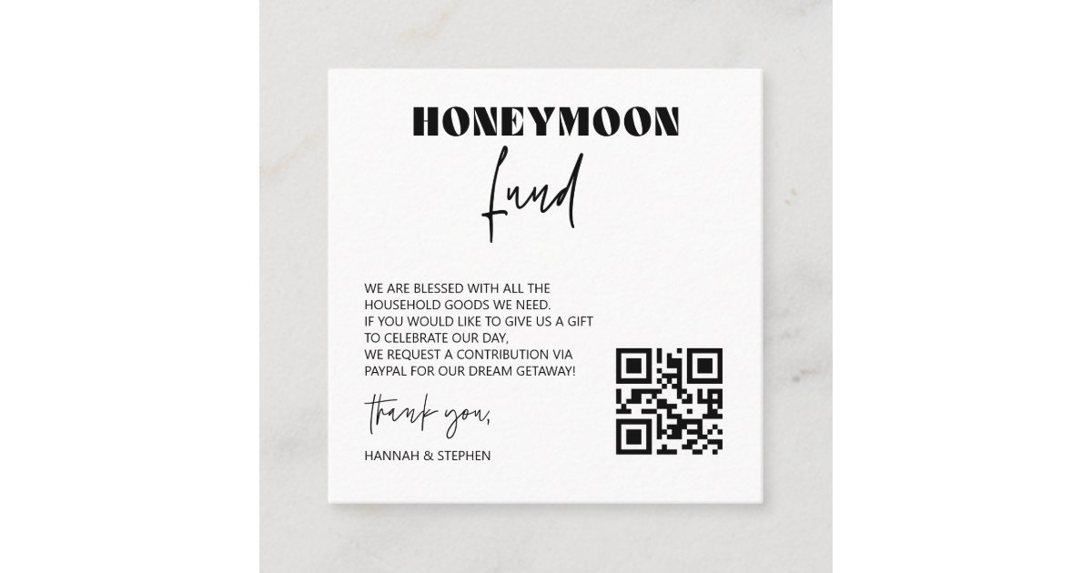 Honeymoon Fund Scan Enclosure Card QR Code Wedding Zazzle honeymoon-fund-scan-enclosure-card-qr-code-wedding-zazzle