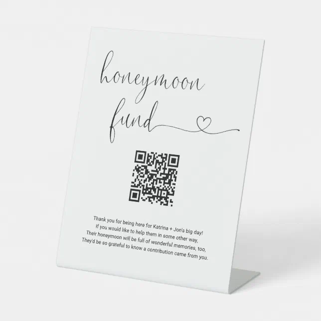 Honeymoon Fund Sign with Poem & QR Code | Zazzle
