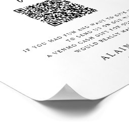 Honeymoon Fund Venmo QR Code Wedding Poster | Zazzle
