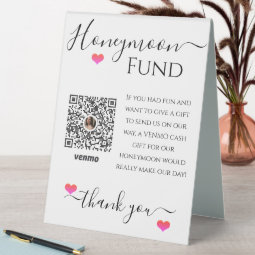 Honeymoon Fund Wedding Reception Venmo Code Sign | Zazzle