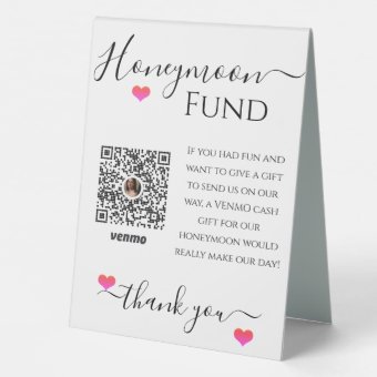 Honeymoon Fund Wedding Reception Venmo Code Sign | Zazzle