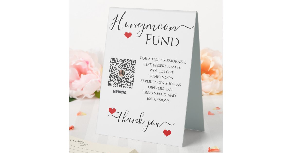 Honeymoon Fund Wedding Reception Venmo Code Sign | Zazzle