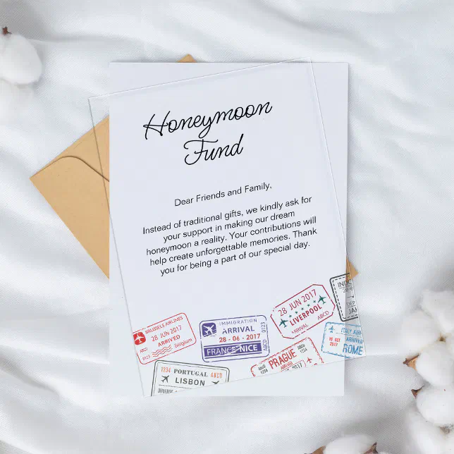Honeymoon Fund Wedding Registry Travel Request Acrylic Invitations | Zazzle