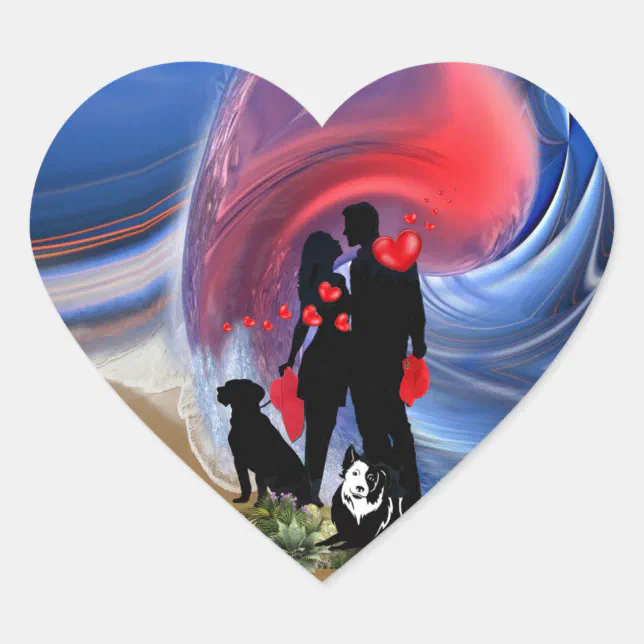 Honeymoon Valentine couple Heart Sticker | Zazzle