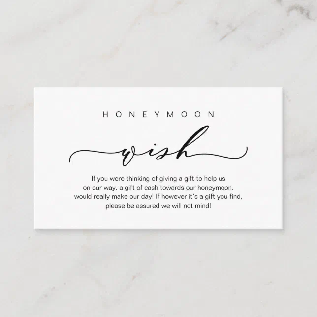 Honeymoon Wish, Modern romantic design Enclosure Card | Zazzle