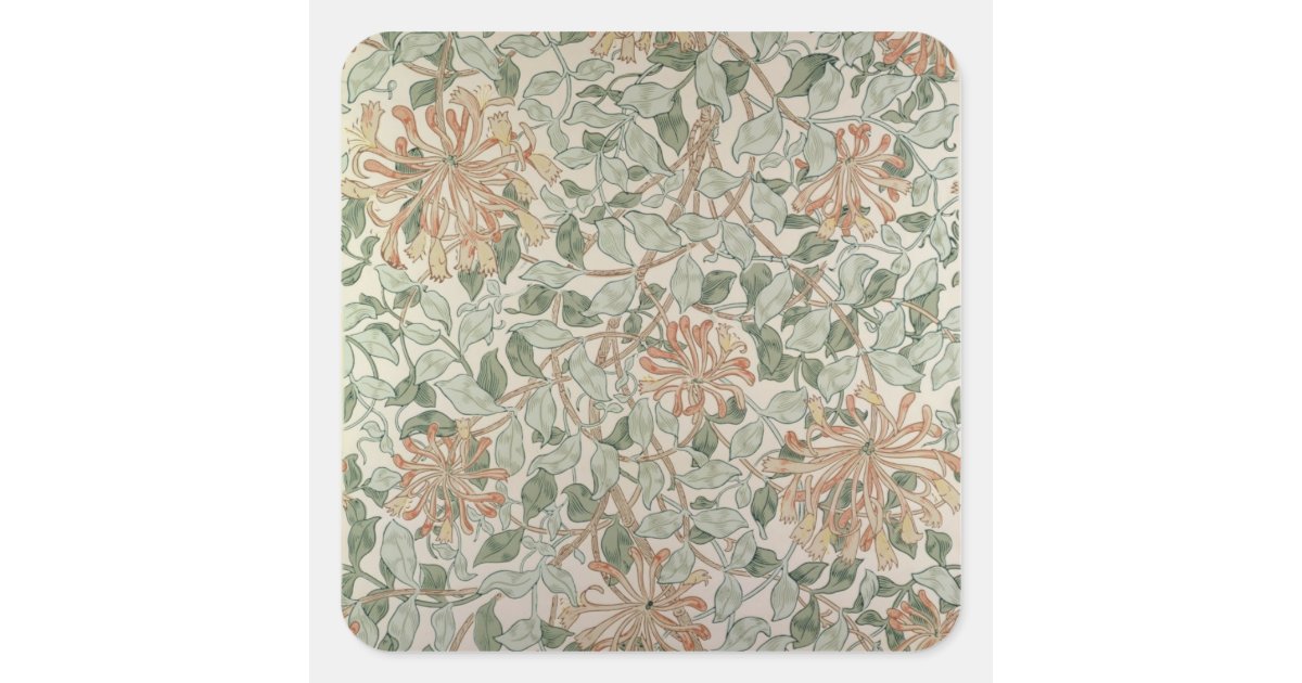 'Honeysuckle II' design Square Sticker | Zazzle