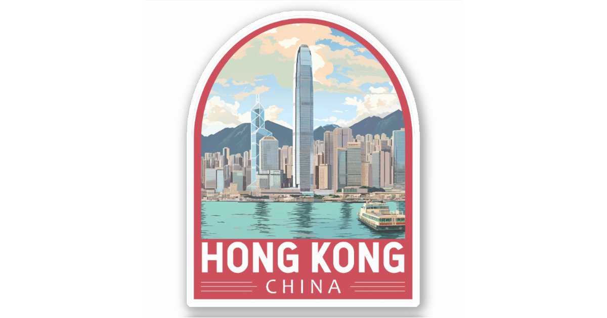 Hong Kong China Travel Art Vintage Sticker | Zazzle