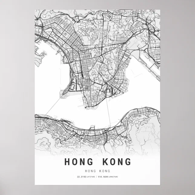 Hong Kong City Map Poster | Zazzle