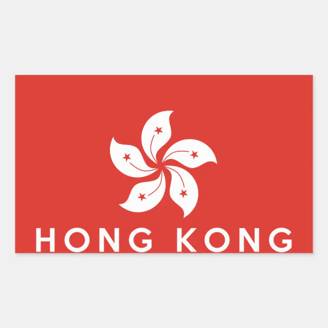 hong kong country flag symbol name text rectangular sticker | Zazzle