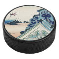 Honganji Temple Vista of Mt. Fuji Japanese Woodcut Hockey Puck | Zazzle