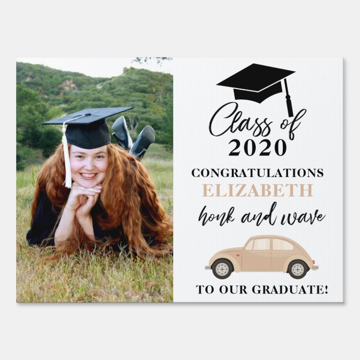 Honk and Wave Graduate 2020 social distance Sign | Zazzle