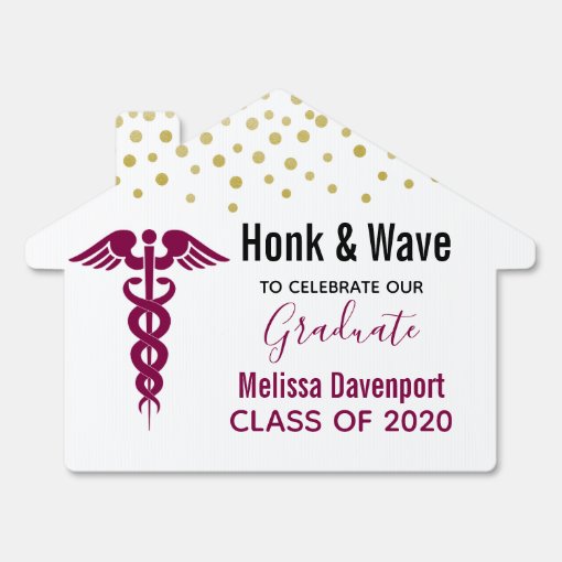 Honk & Wave Graduation Medical Red Caduceus Sign | Zazzle