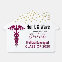Honk & Wave Graduation Medical Red Caduceus Sign | Zazzle