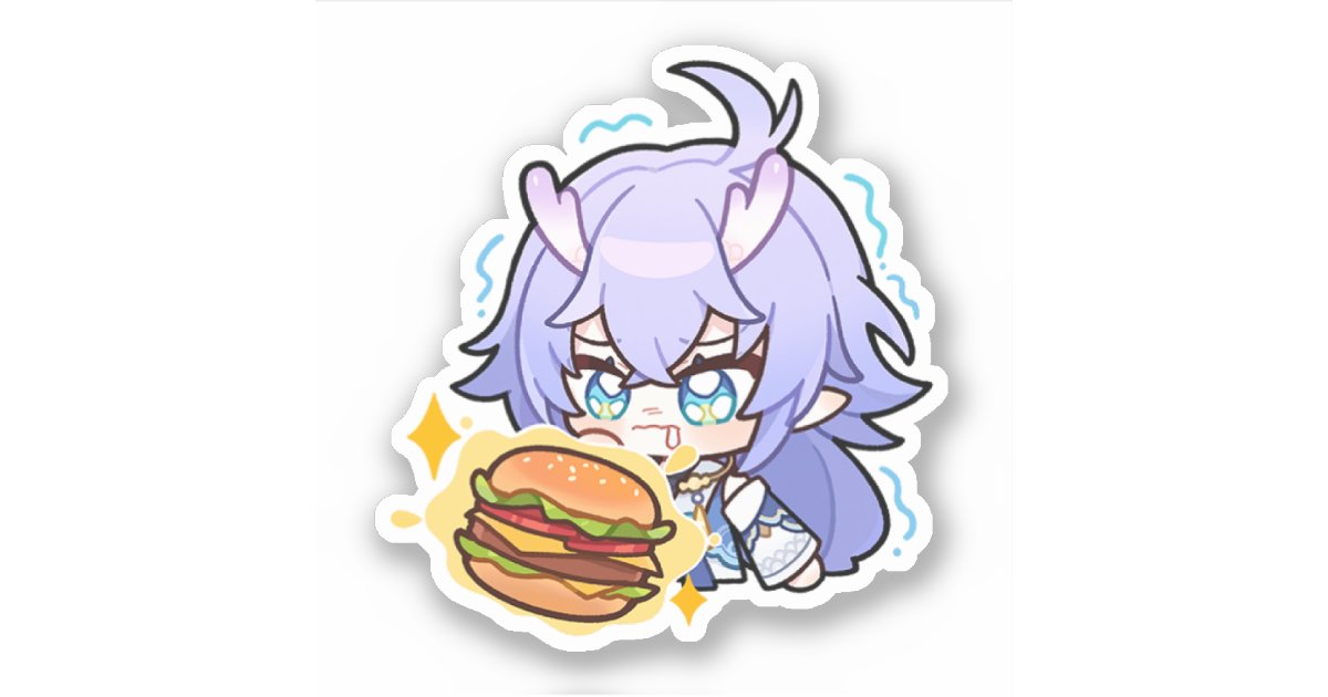 Honkai Star Rail Chibi Bailu Burger Sticker | Zazzle