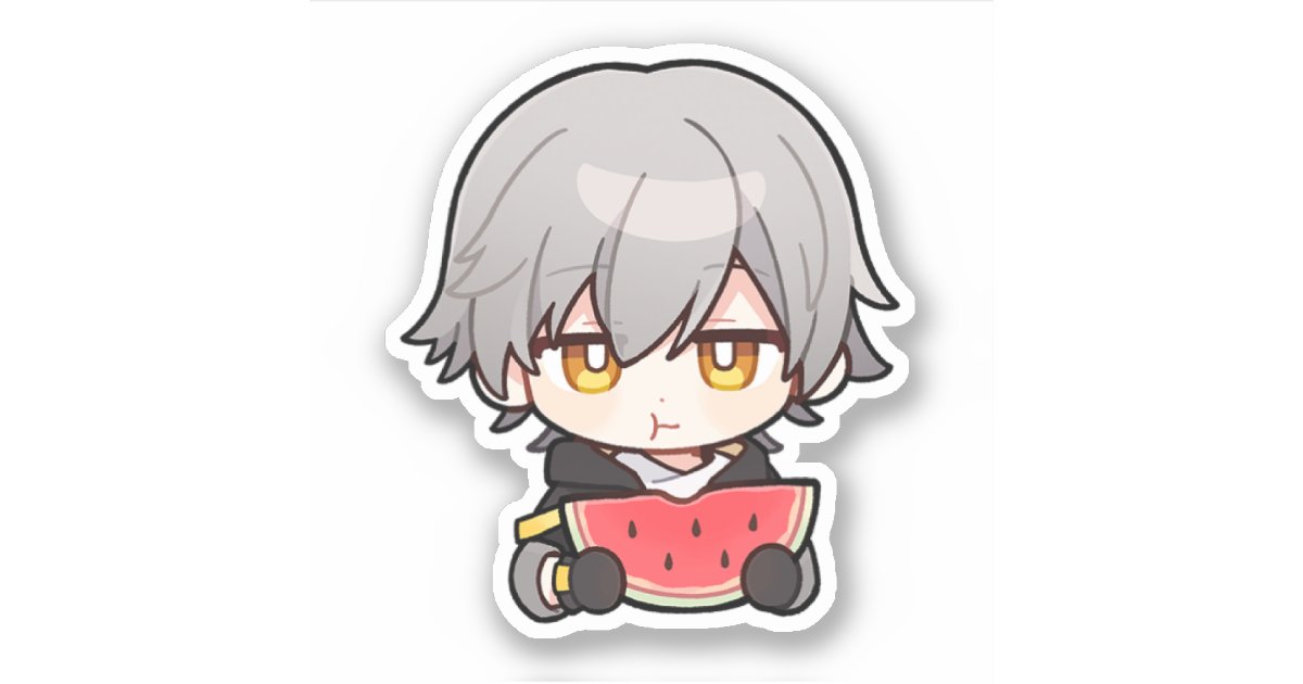 Honkai Star Rail Chibi Caelus Watermelon Sticker | Zazzle