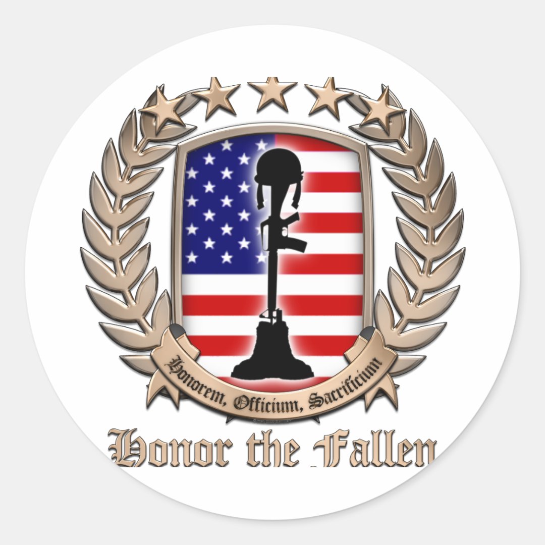 Honor The Fallen - Crest Classic Round Sticker | Zazzle