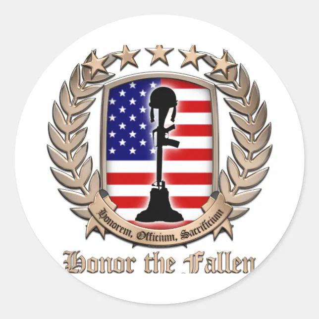 Honor The Fallen - Crest Classic Round Sticker | Zazzle