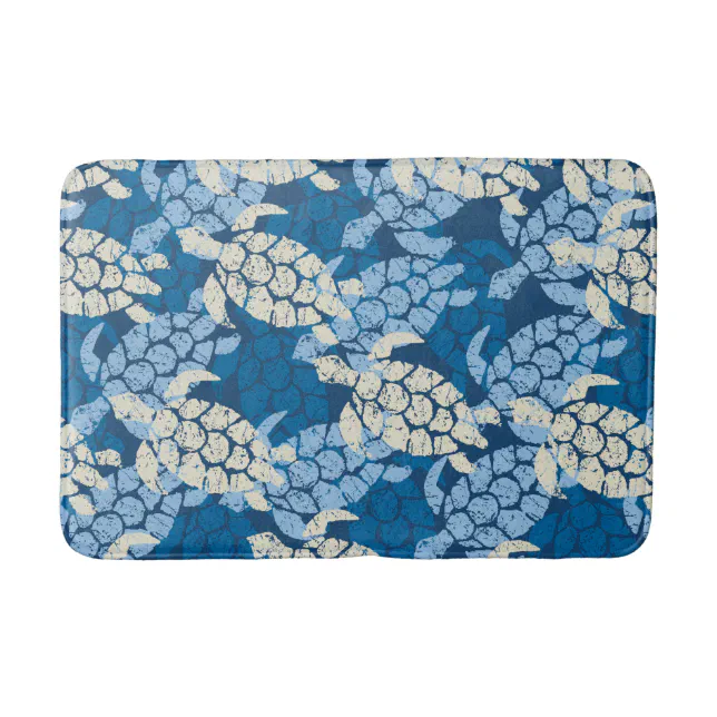 Honu Sea Turtle Hawaiian Aloha - Blue Bath Mat | Zazzle