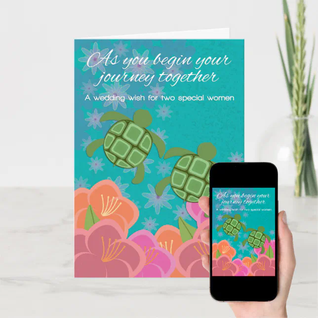 Honu Sea Turtles Lesbian Wedding Congratulations Card | Zazzle