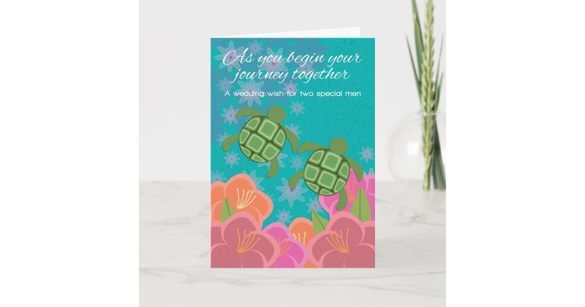 Honu Swimming Turtles Gay Wedding Congratulations Card | Zazzle