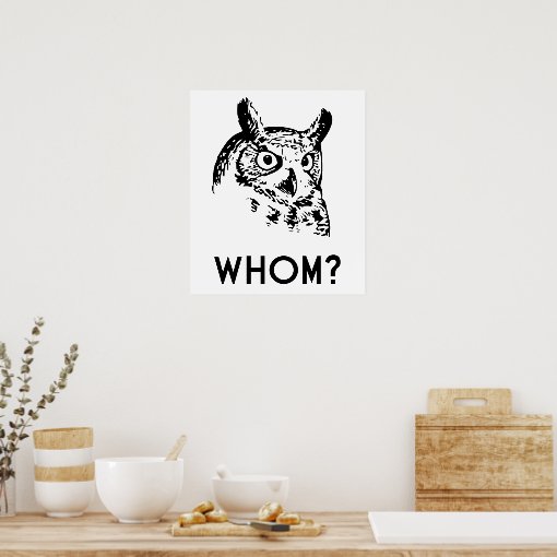 Hoo Who Whom Grammar Owl Poster | Zazzle
