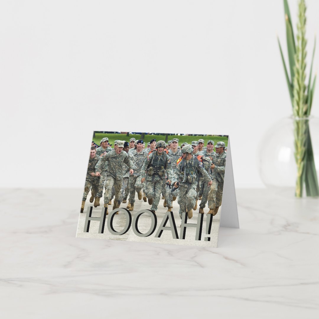 Hooah! Army Soldier Boot Camp Cadet Card | Zazzle